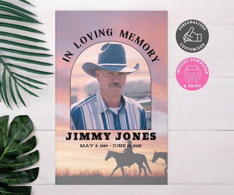 Cattle Rancher Funeral Program – Editable Western Memorial Template ...