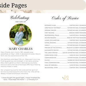 Catholic Funeral Program Template – Editable Christian Memorial ...