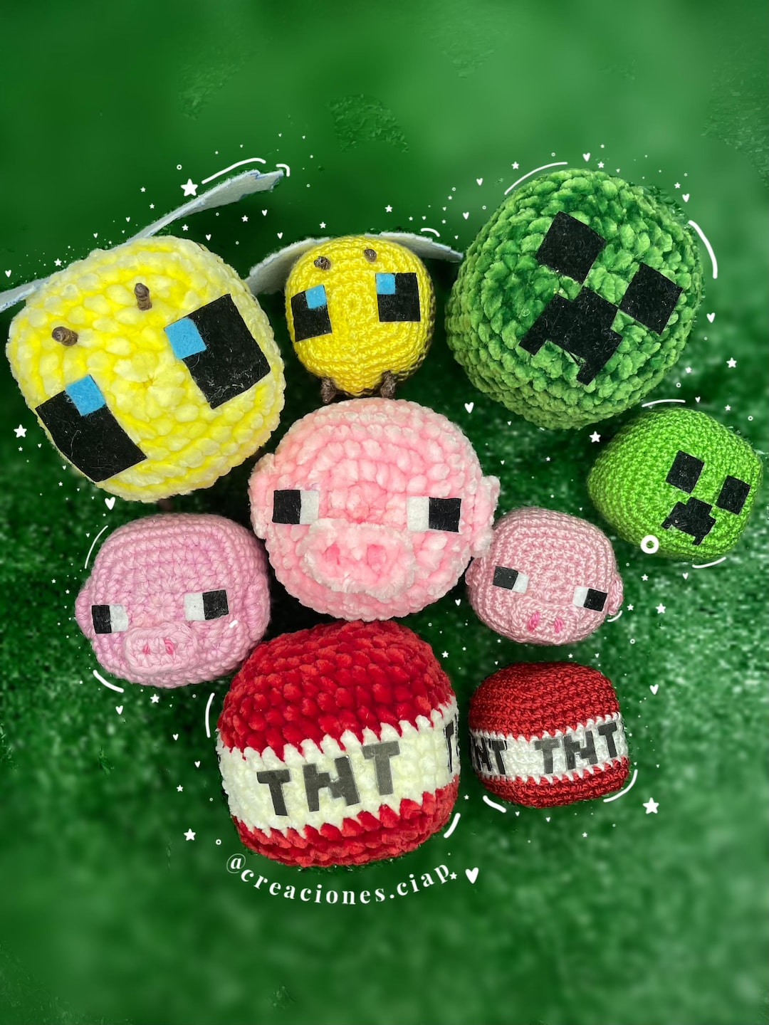 Minecraft-inspired Crochet Pattern - Amigurumi Blocky Creeper, Pickaxe ...