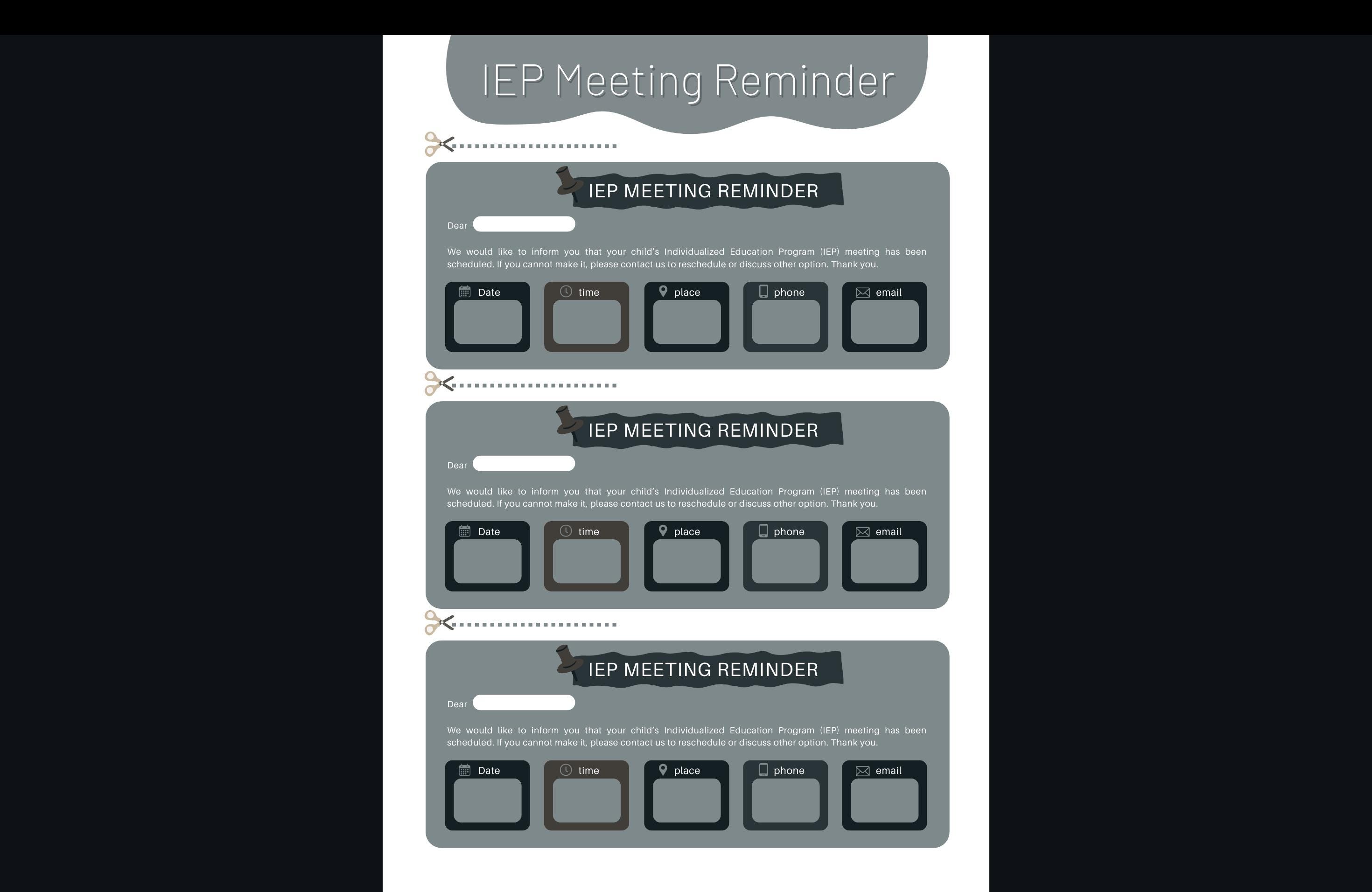 Individualized Education Plan IEP Meeting Form Digital&pdf Available - Etsy