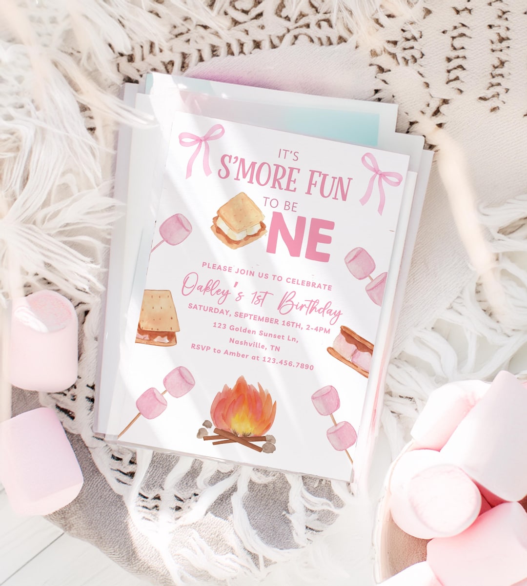 Girl S'mores Birthday Invitation Bonfire Birthday Invite, Smore Fun to ...