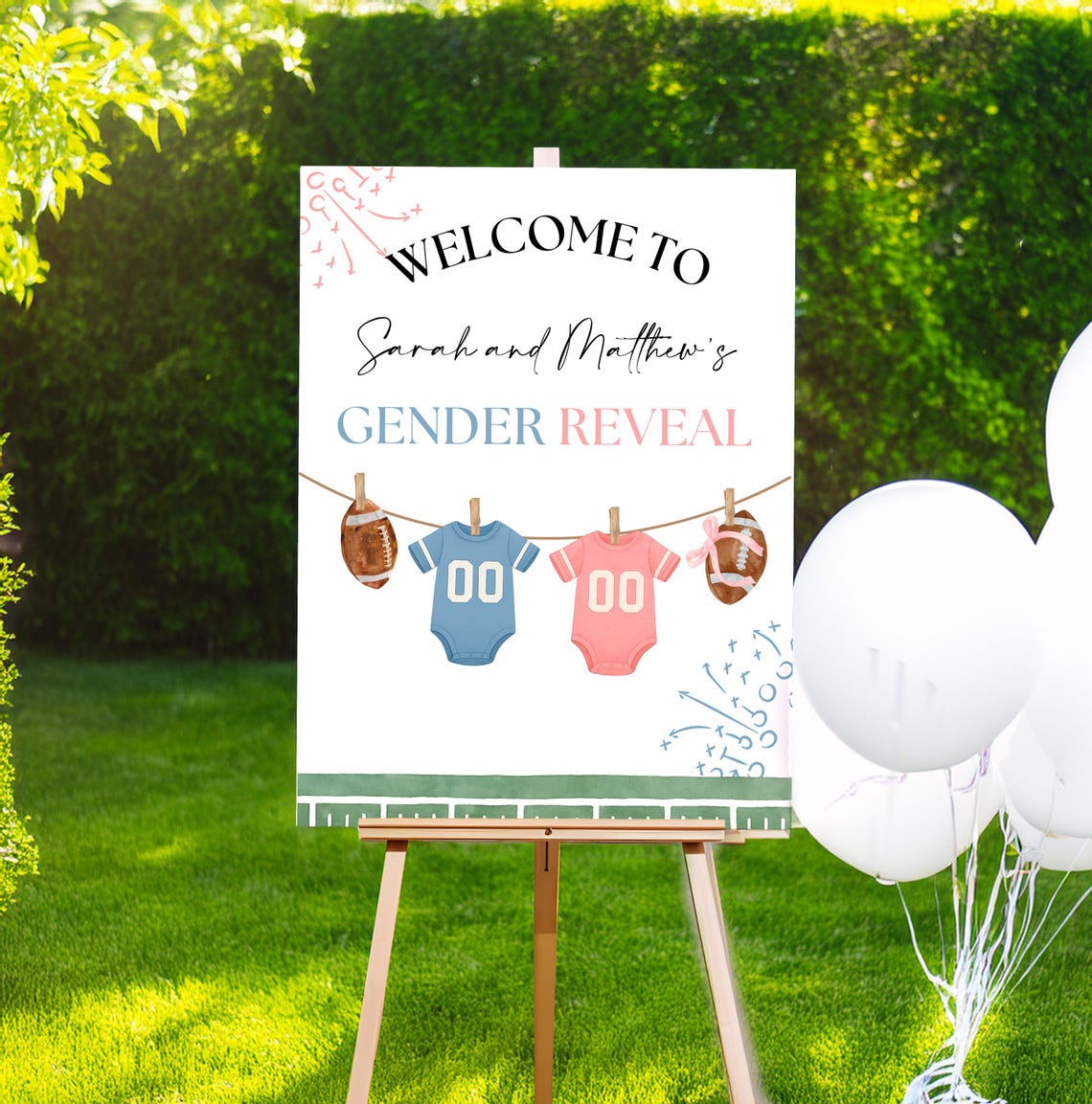 Football Gender Reveal Welcome Sign, Huddle up Kick-off Decor Sports ...