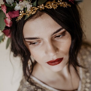 Gold Bride Headband Gold Wedding Headpiece Gold Bridal Tiara Gold Crown ...