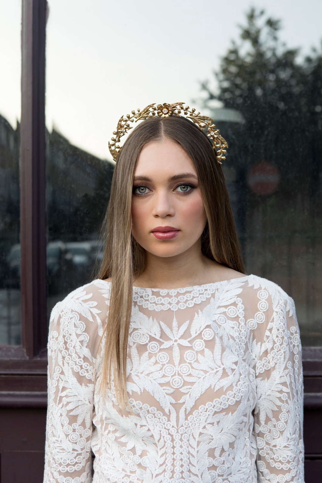 Gold Bridal Headpiece - Halo Bridal Crown -lily of the Valley Crown ...
