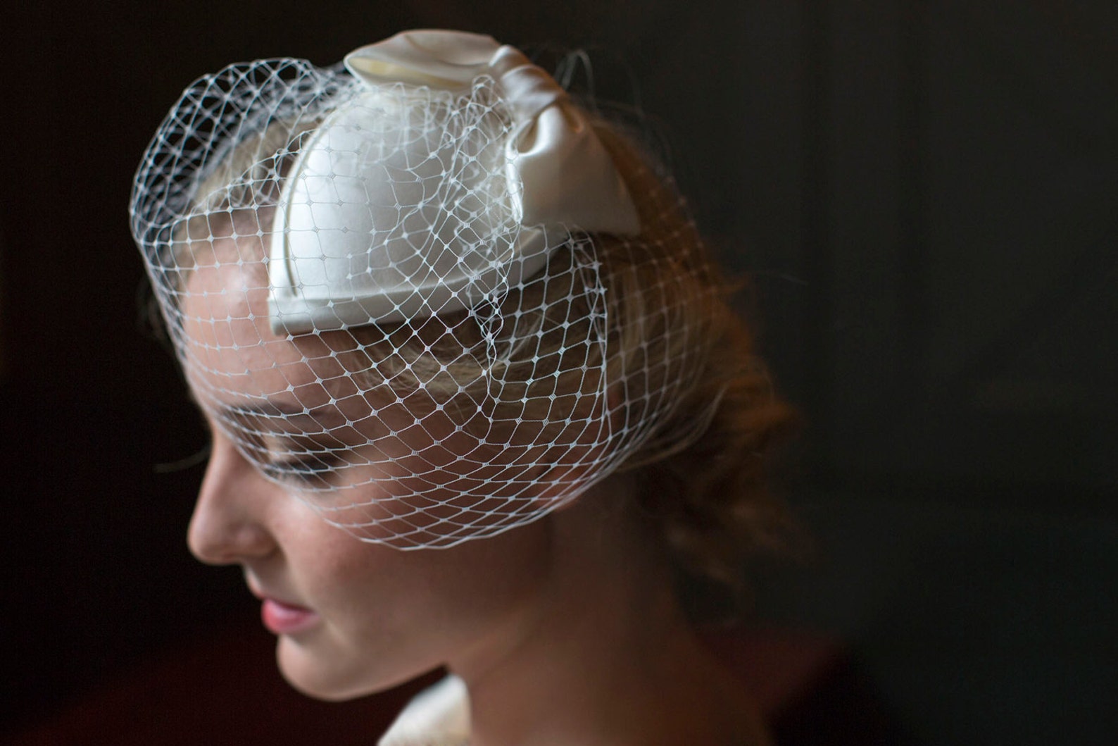 Ivory Bridal Hat, Teardrop Shape Hat With Bow , Duchess Silk Satin and ...