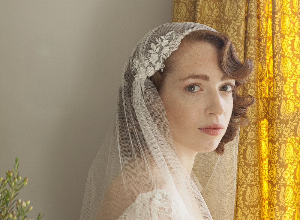 Stunning Juliet Cap Veil With Beaded Lace ,ivory or Champagne Kate Moss ...