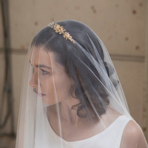 Gold Bride Headband Gold Wedding Headpiece Gold Bridal Tiara Gold Crown ...