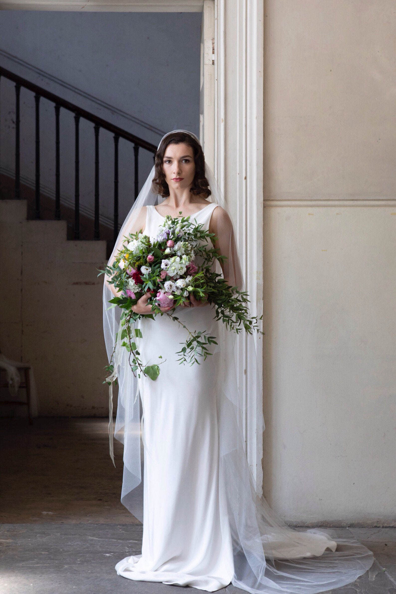 Ivory Juliet Cap Veil With Crystal Trim - Vintage Style Wedding Veil ...
