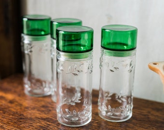 Vintage Green Glass Container - Etsy