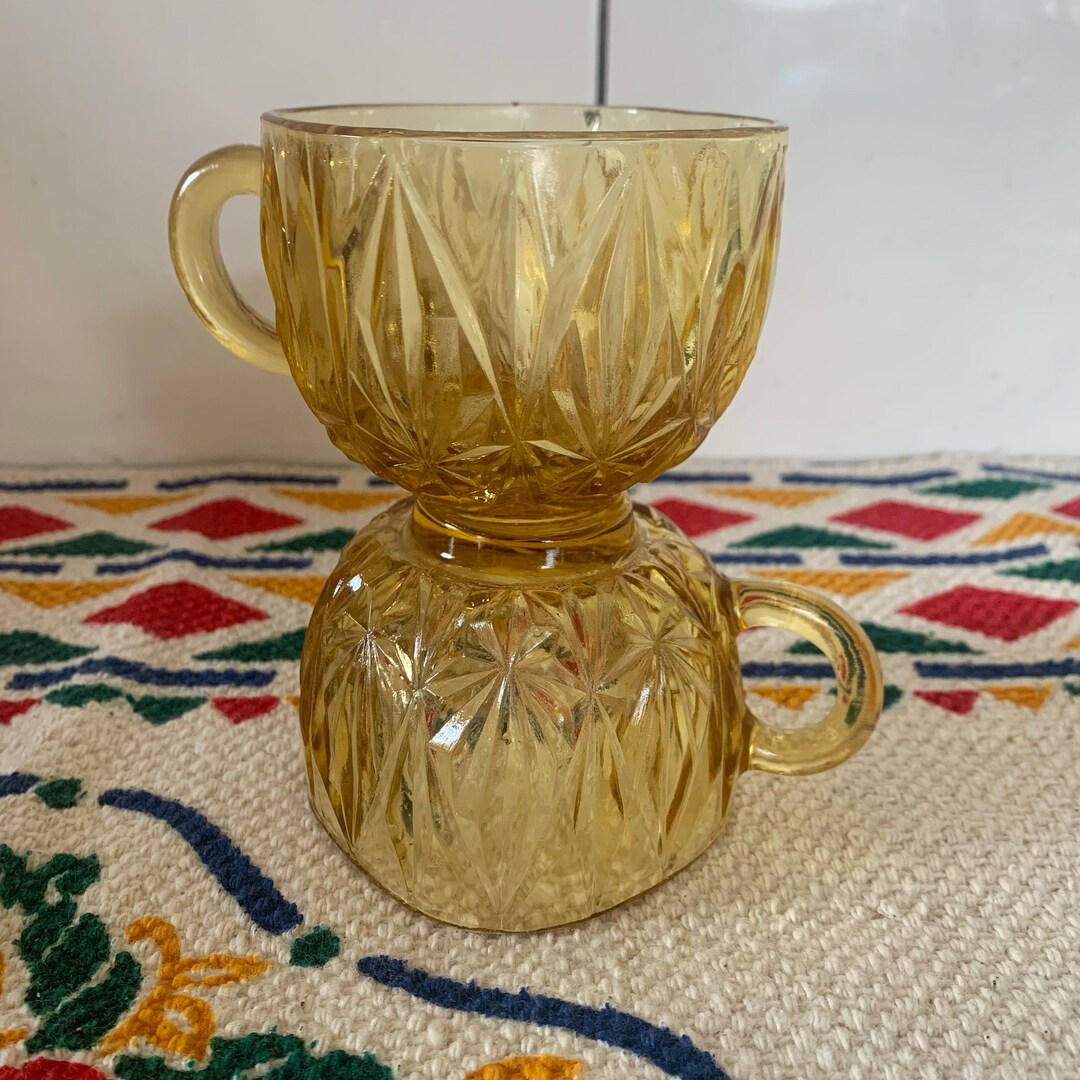1 Vintage Amber Pressed Glass Cups - Etsy