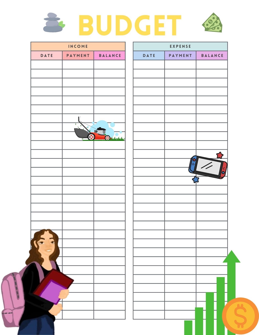 Kids Printable Budget Template - Etsy