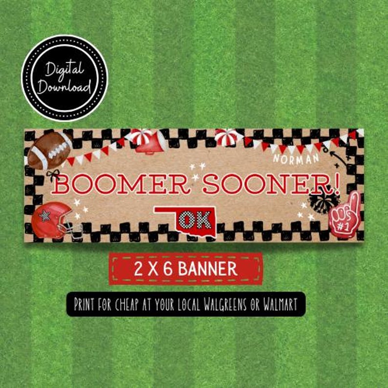 Oklahoma Football Banner | Sooners Sign | Tailgate Oklahoma Sooners - Etsy