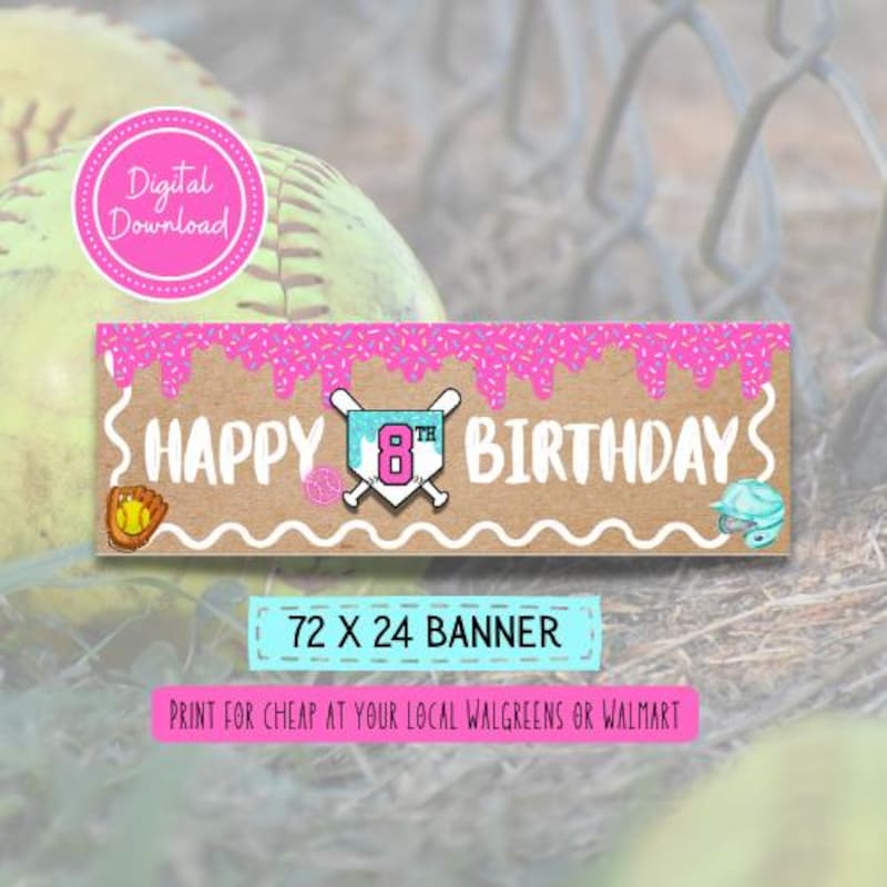 Softball Drip Birthday Banners - Etsy