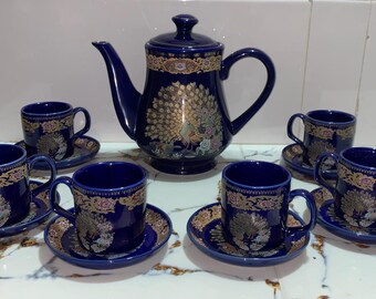 Original Moroccan Taous Coffee Set Antique Royal Blue Gold Design It ...