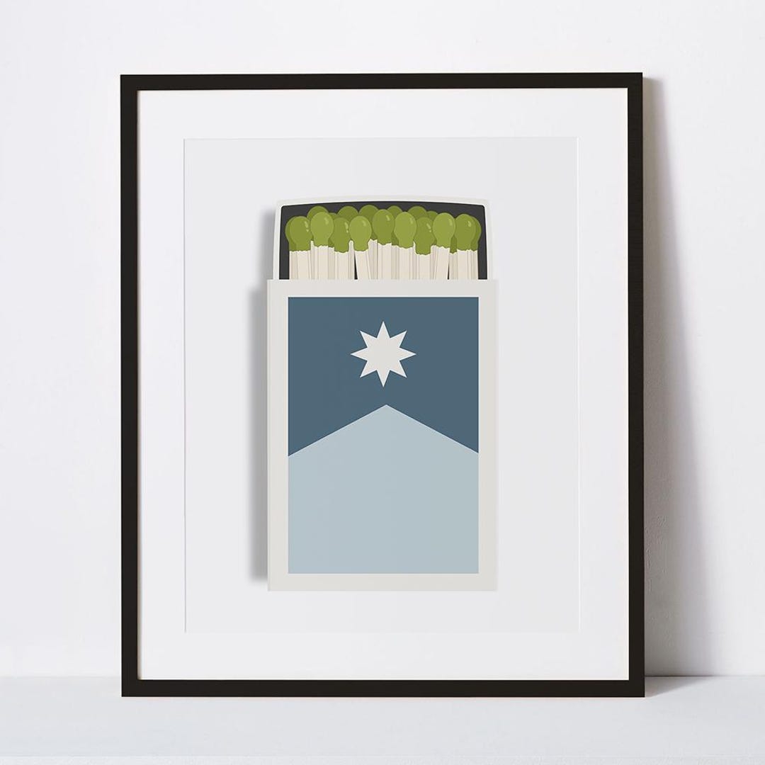 Minnesota State Flag Matchbox Printable Wall Art, Matchbook Poster for ...