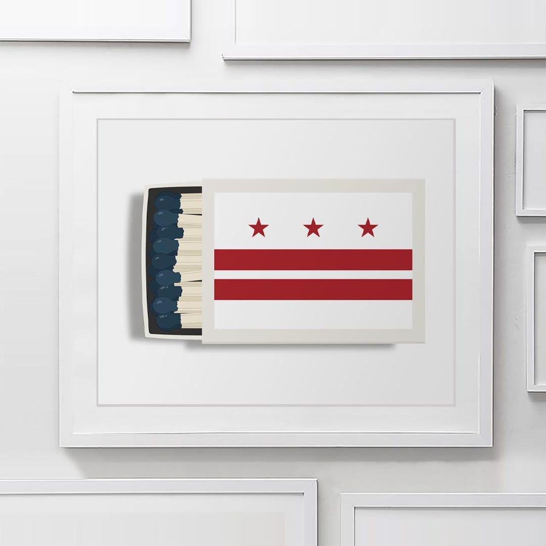 Washington DC Flag Matchbook Wall Art Print, City Matchbox Poster for ...