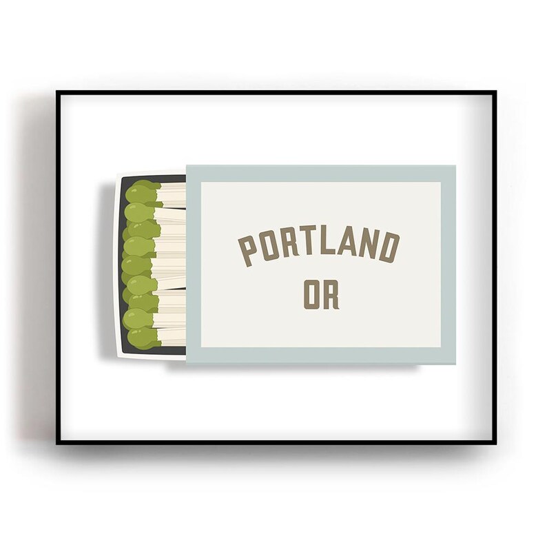 Portland Oregon Matchbook Printable Wall Art, City Matchbox Poster for ...