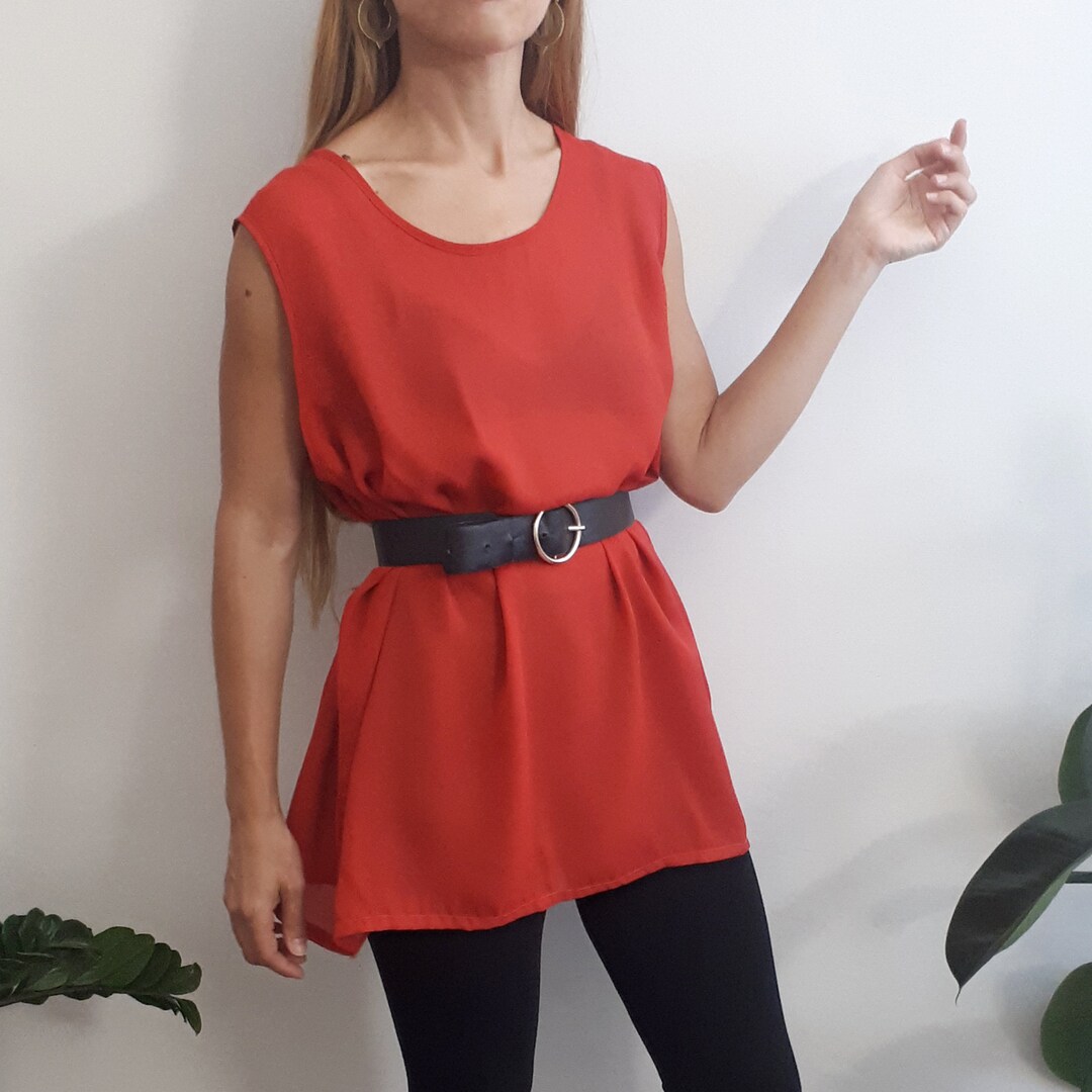 Vintage Red Gauzy Blouse, Oversized 1980s Top (M/L) - Etsy