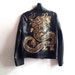 Vintage Faux Leather Jacket With Custom Painted Asian Golden Dragon for ...