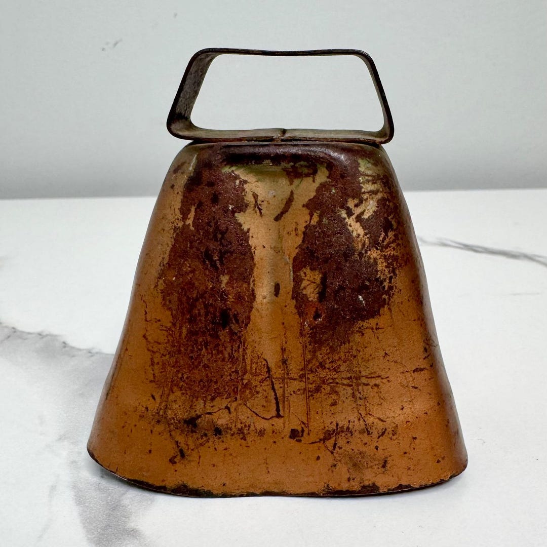 Vintage Copper Cow Bell Farmhouse Decor Rustic Metal Bell Patina - Etsy