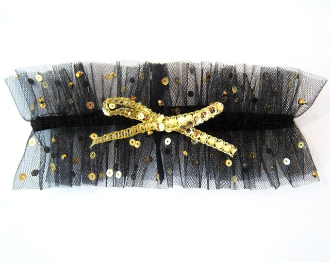 SAMPLE SALE, Gold Sparkle Garter, Black Garter, Rhinestones Garter ...