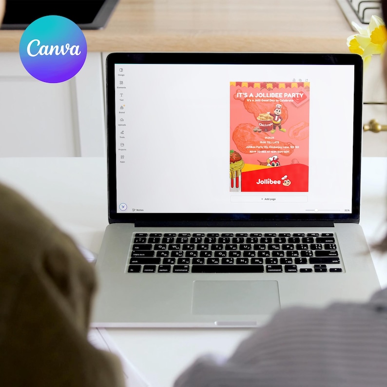 Jollibee Birthday Party Invitation: Editable Canva Template (digital ...