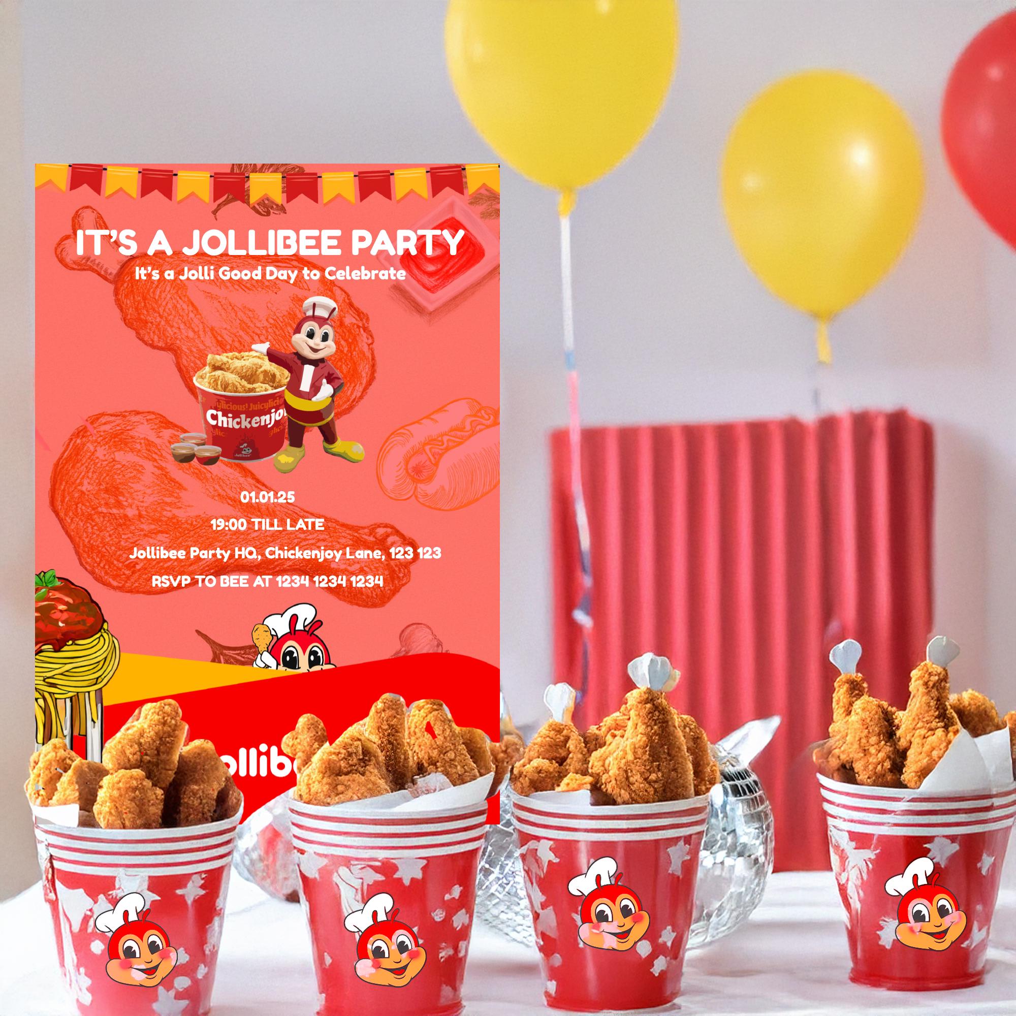 Jollibee Birthday Party Invitation: Editable Canva Template (digital ...
