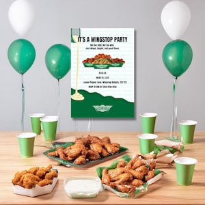 Wingstop Party Invitation: Chicken Wings Night, Editable Canva Template ...