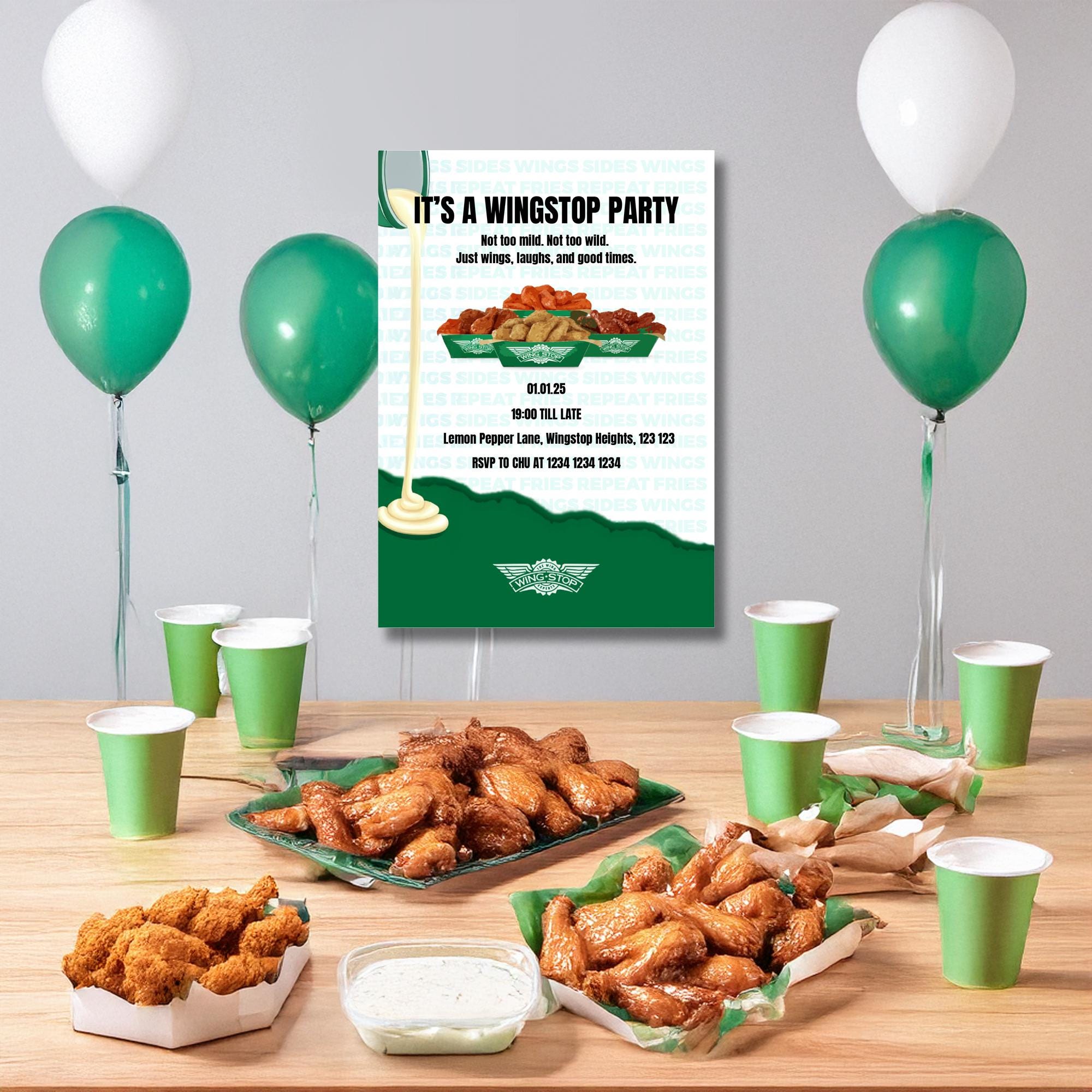 Wingstop Party Invitation: Chicken Wings Night, Editable Canva Template ...