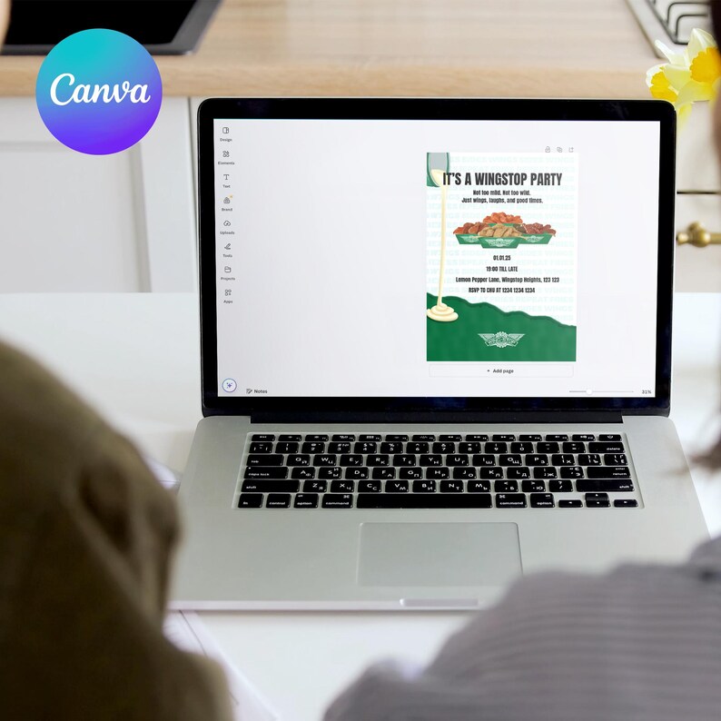 Wingstop Party Invitation: Chicken Wings Night, Editable Canva Template ...
