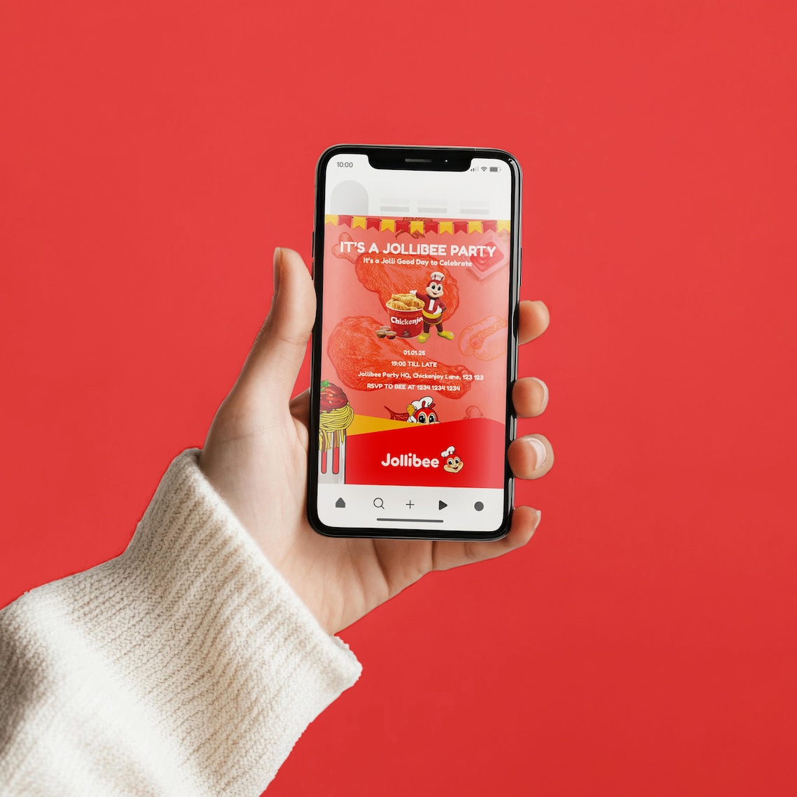 Jollibee Birthday Party Invitation: Editable Canva Template (digital ...