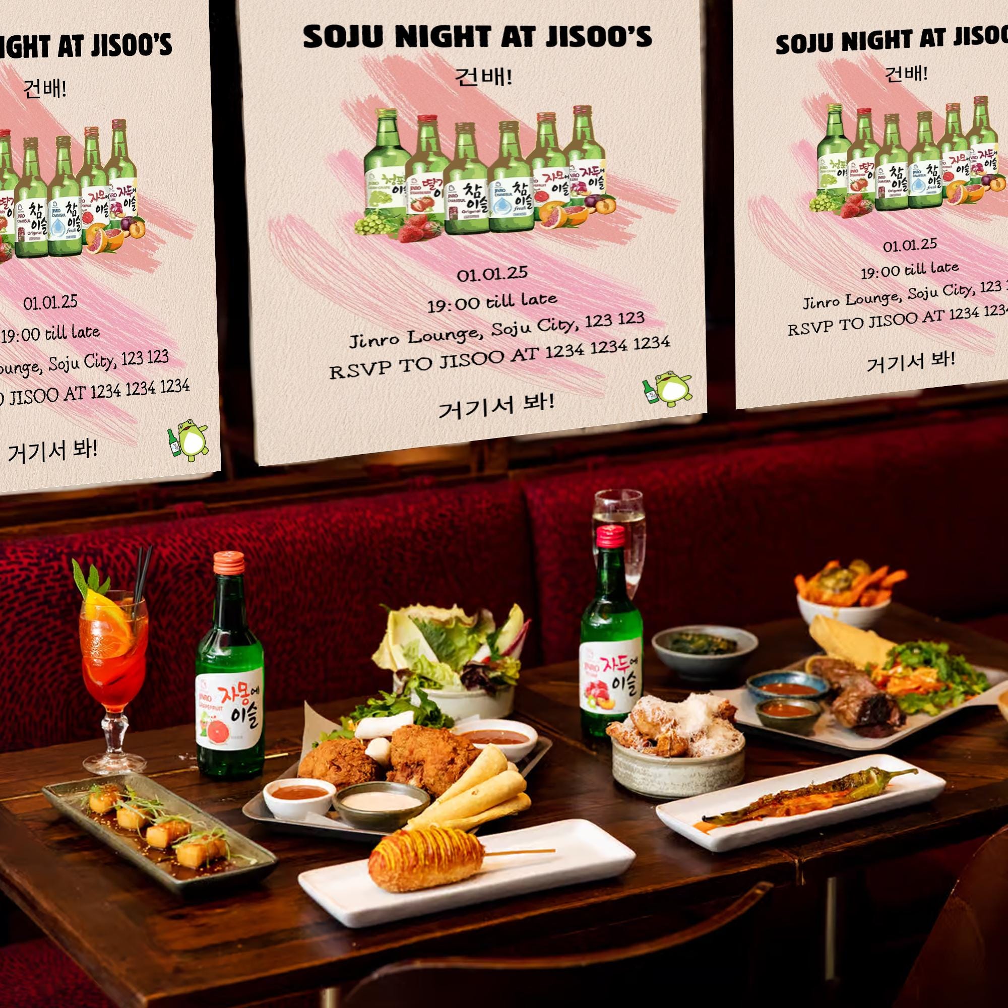 Korean Soju Party Invite: Editable Canva Template (digital Download) - Etsy