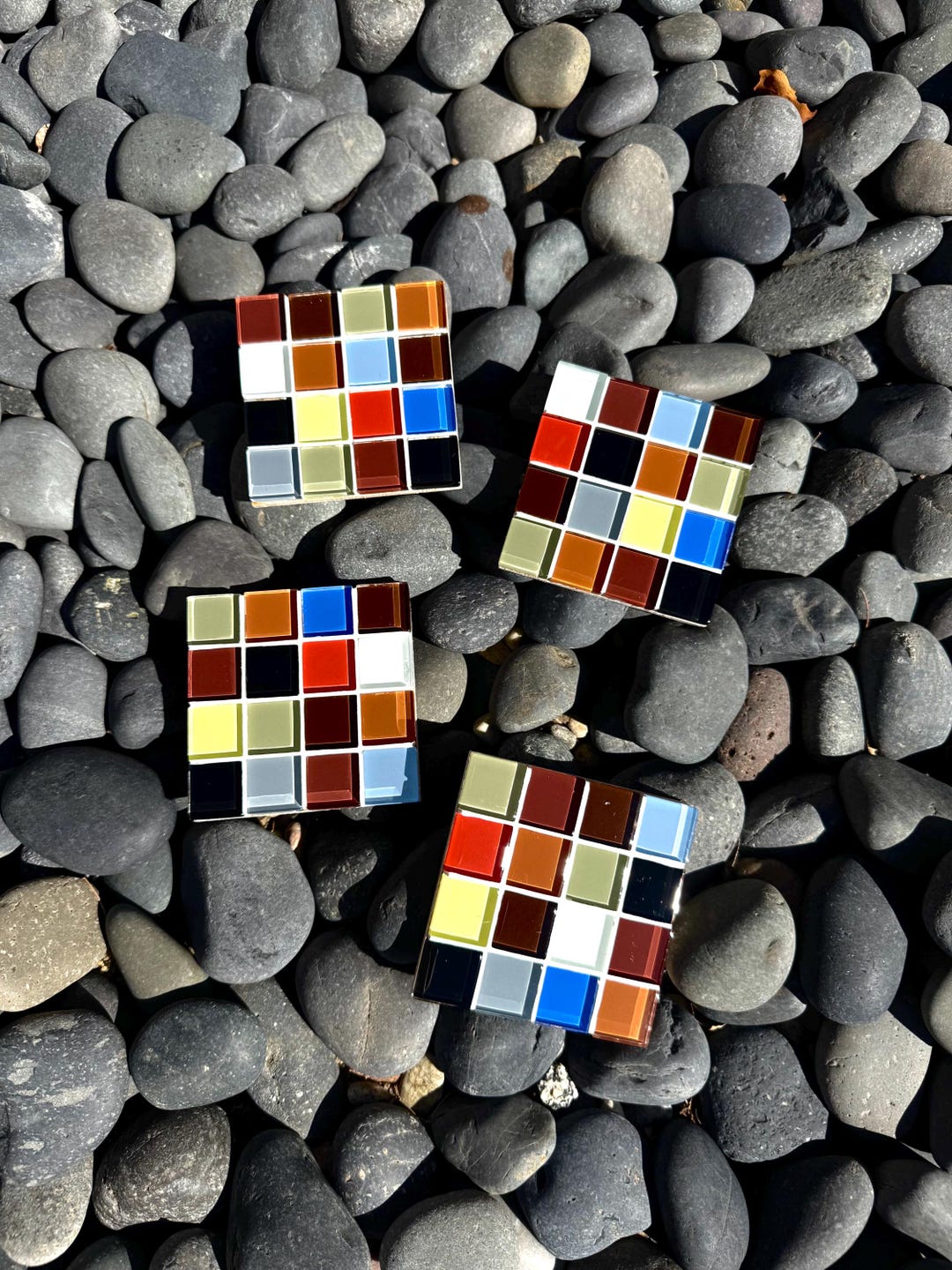 Multicolored Moody Set - Handmade Glass Tile Coasters - Etsy
