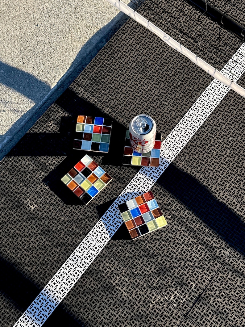 Multicolored Moody Set - Handmade Glass Tile Coasters - Etsy