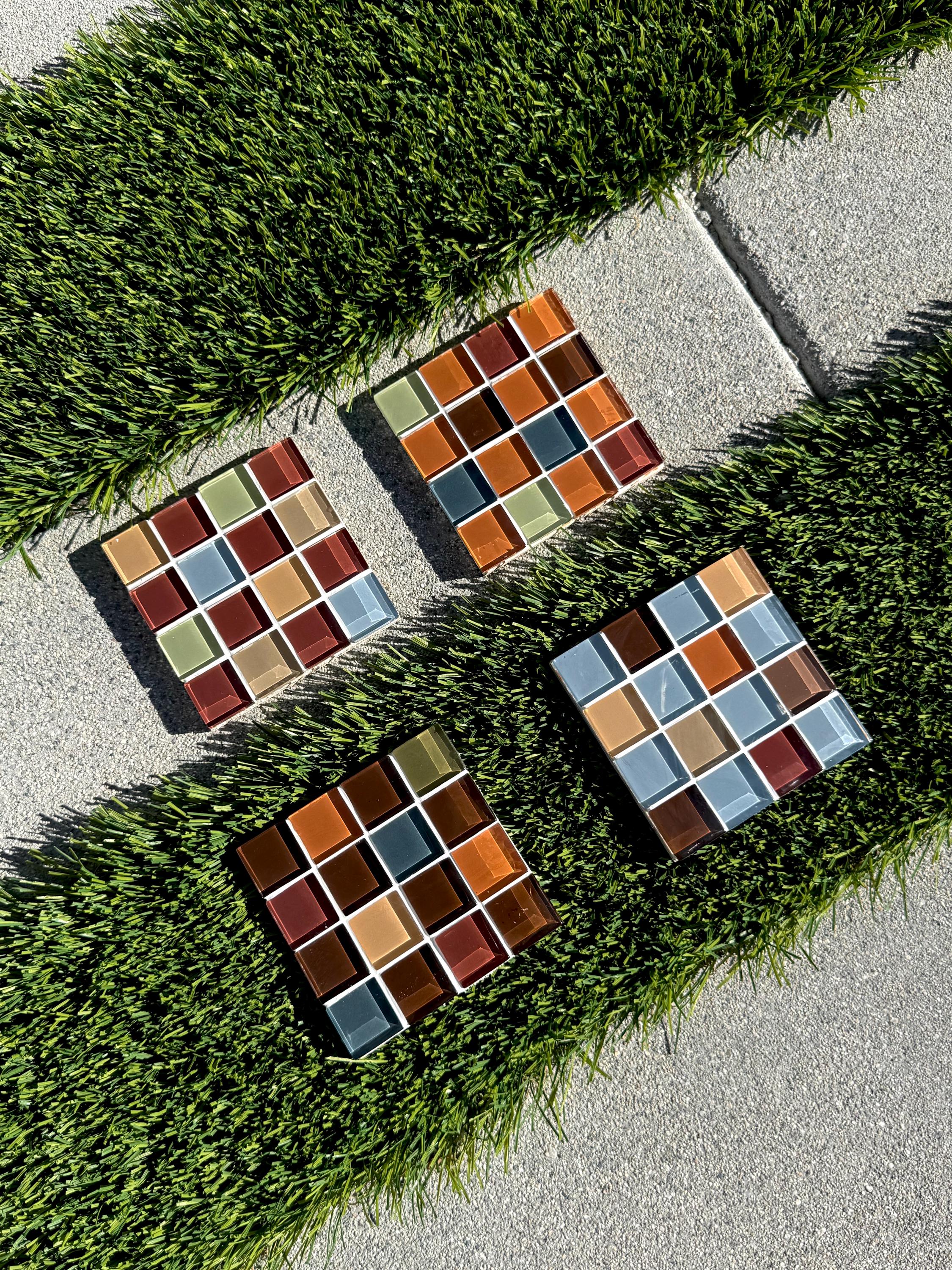 Earth Tone - Handmade Glass Tile Coasters Set - Etsy