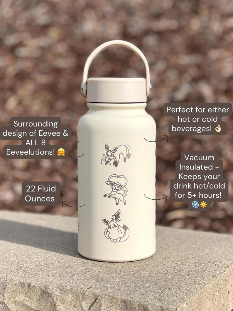 Eevee Evolutions Water Bottle Engraved Eeveelutions Coffee Tumbler ...