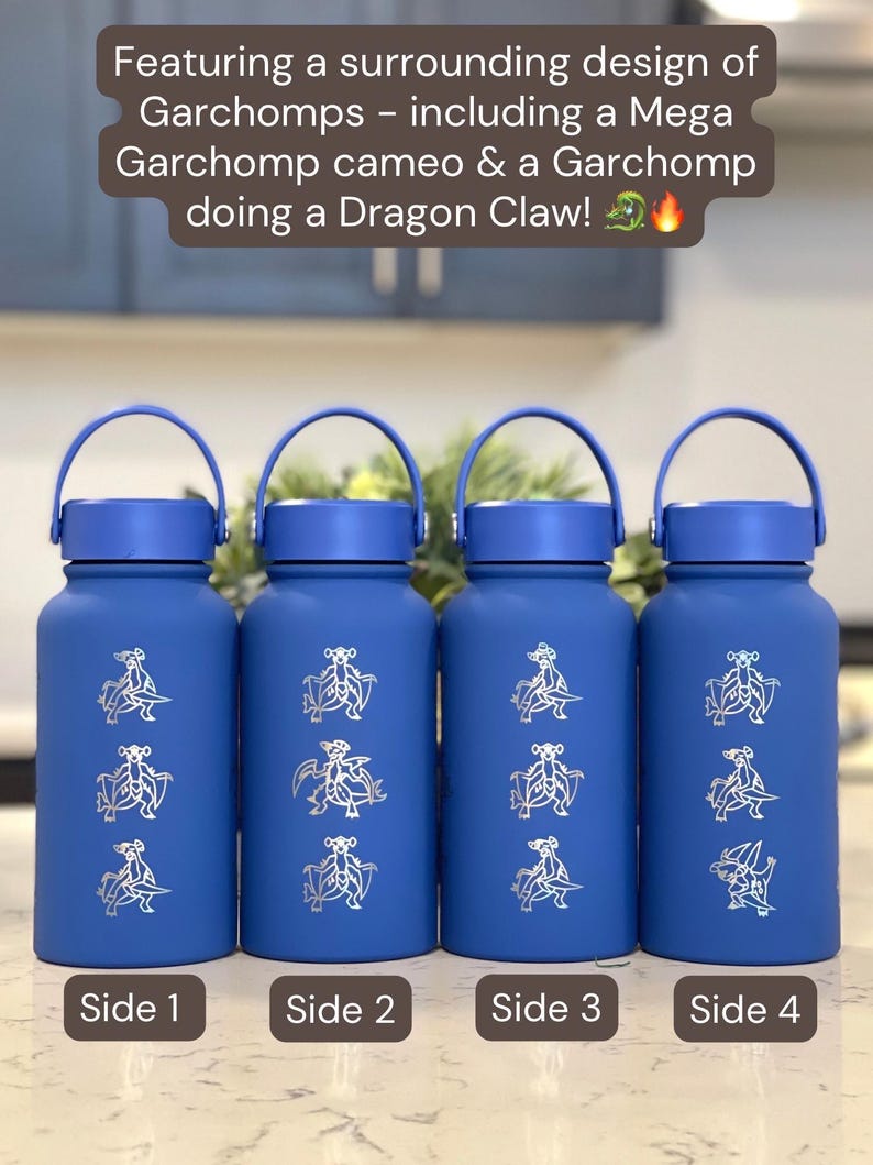 Garchomp Water Bottle Coffee Tumbler With Mega Garchomp & Unite Tuxedo ...