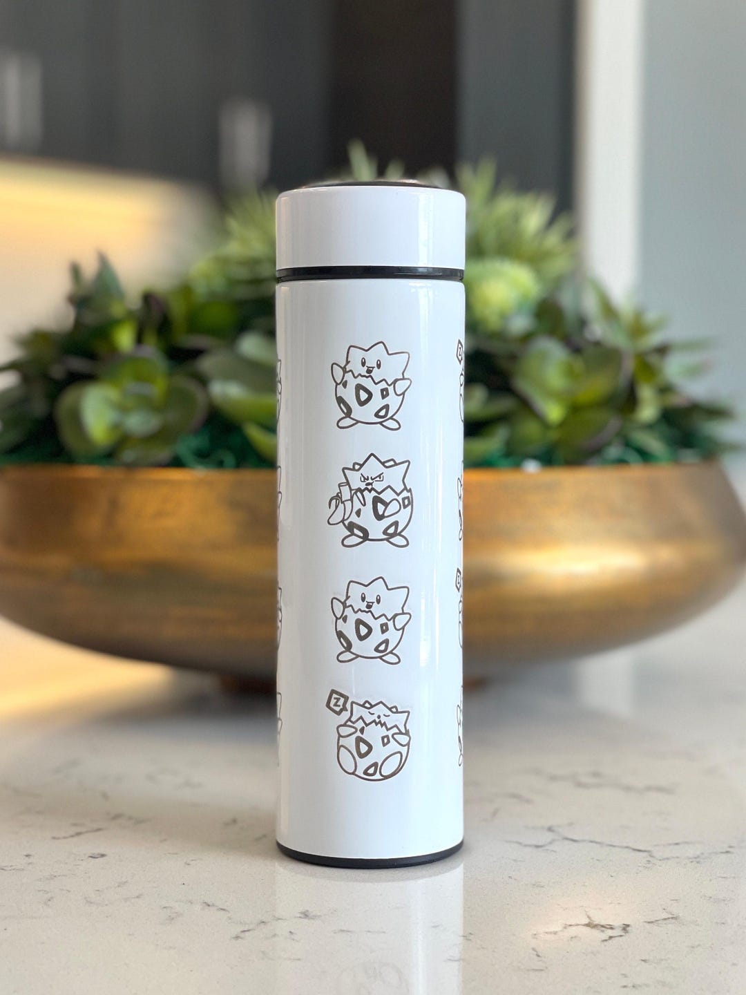 Togepi Engraved Coffee Tumbler With Tea Infuser, Crying & Angry Togepi ...