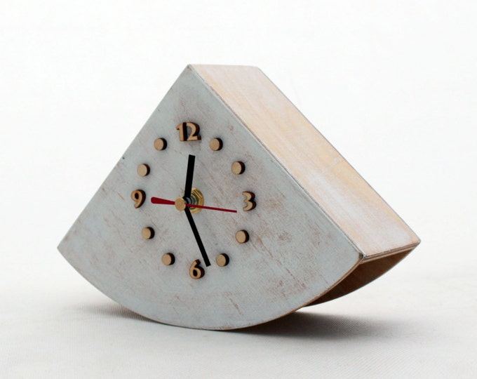 NO TICKING White Desk Clock Handmade Wood Clock Rustic Style - Etsy