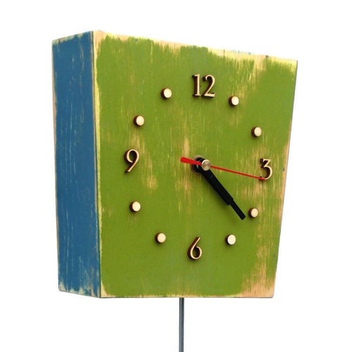 Wall Clock Pendulum Multicolor Wall Hanging Clock Green - Etsy