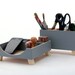 Grey Desk Organizer, Office Desk Wood Set, Gray Desk Organizer by Artma ...