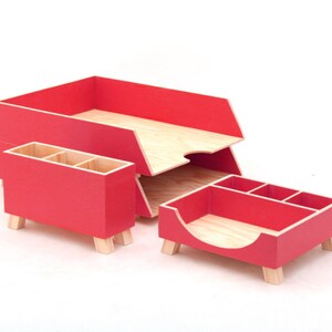 Red Organizer, Office Accessories, Desk Organizer Red, Desktop Set ...