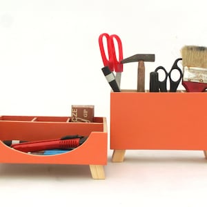 Wood Orange Desk Organizer, Desk Accessories for Office, Pen Stand ...