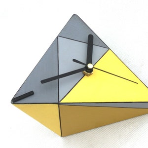Yellow Desk Clock Spicy, Wood Unique Gift, Table Clock, Geometric ...