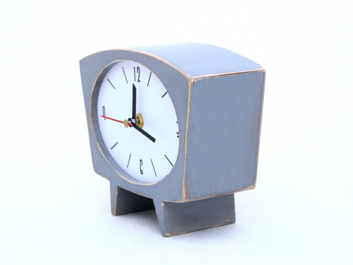 Gray Desk Clock Grey Table Clock Vintage 70s Style handmade | Etsy