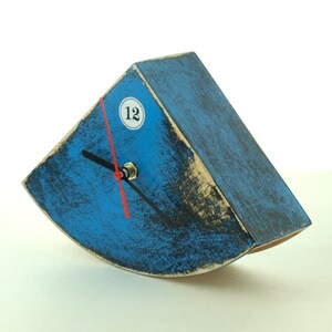 Blue Wood Desk Clock, Table Hand Painted Clock, Cute Gift Ideas ...