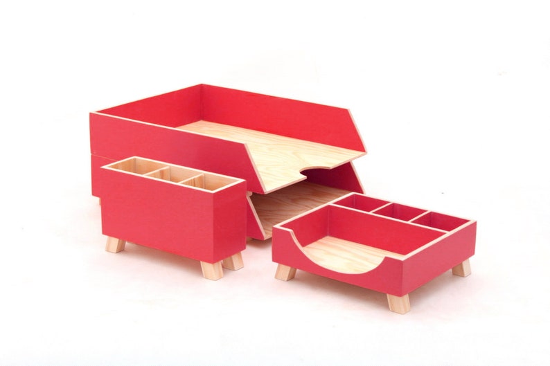 Red Organizer Office Accessories Desk Organizer Red Desktop - Etsy