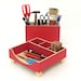 Red Desk Wood Organizer, Desktop Organizer Set, Office Accessories for ...