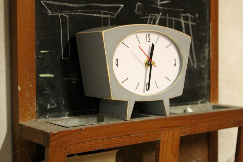 Gray Desk Clock Grey Table Clock Vintage 70s Style handmade | Etsy