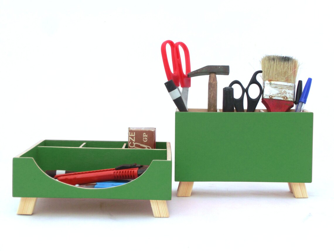 Green Desk Organizer Green Desktop Organizer Desktop Set - Etsy